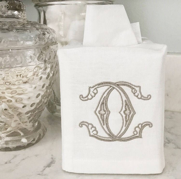 Linen Tissue Box Cover - Delaney – The Robin's Nest Embroidery