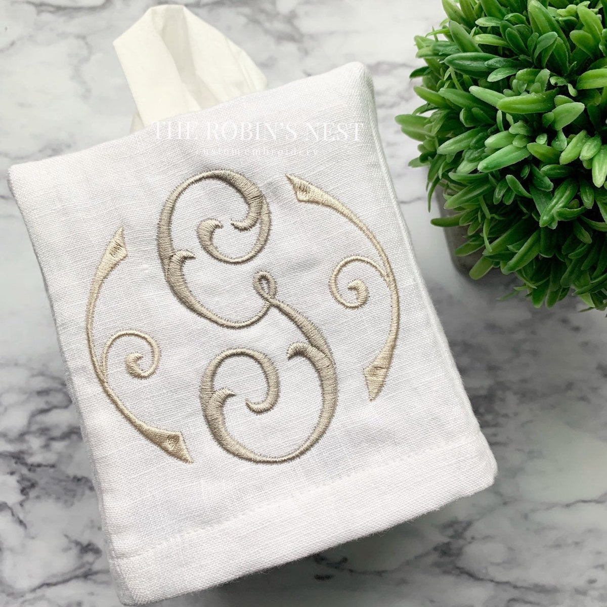 Linen Tissue Box Cover - Anna – The Robin's Nest Embroidery