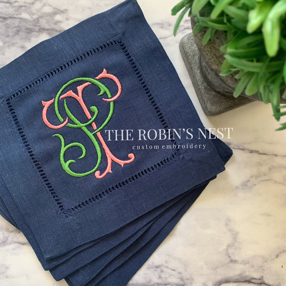 Linen/Cotton Blend Hemstitched Cocktail Napkins - Couture – The Robin's ...