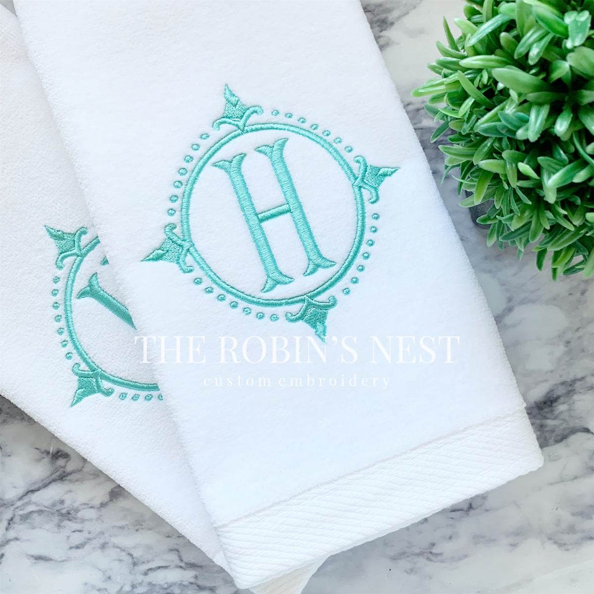 Velour Hand Towel - Dottie – The Robin's Nest Embroidery